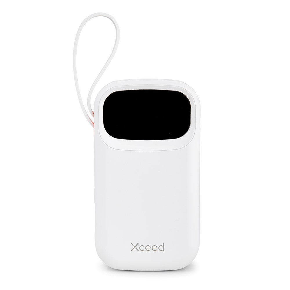Xceed Powerbank - 10.000 mAh - Indbyggede Kabler - Hurtig Opladning