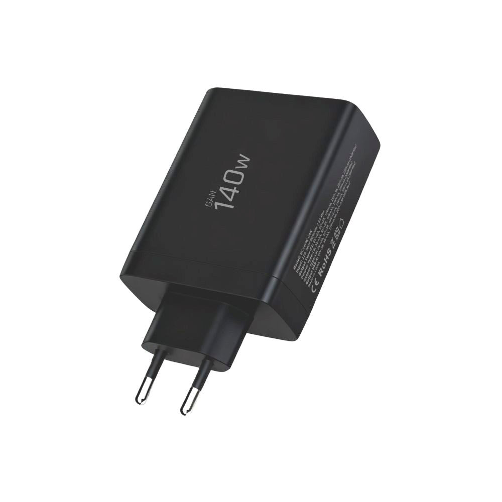 Tech-Protect 140W GaN Vægoplader m. 1 x USB-A & 3 x USB-C - Sort