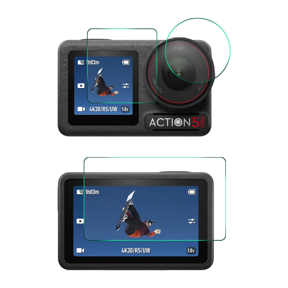 DJI Osmo Action 5 Pro Skærmbeskyttelsessæt - 9H - Gennemsigtig