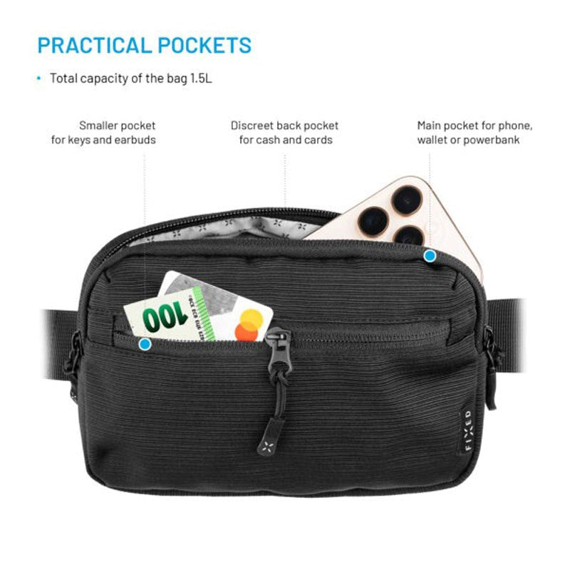Fixed Camino Bæltetaske - 1.5l - Sort | TABLETCOVERS.DK